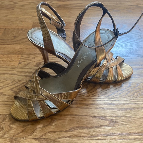 Contempo | Shoes | Made In Italy Croc Embossed Womens Metallic Strappy ...
